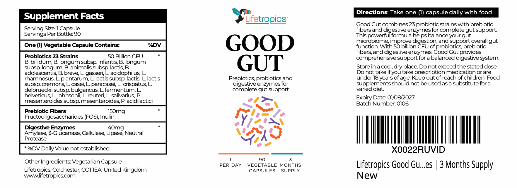 Good Gut - Prebiotics, Probiotics and Digestive Enzymes - Lifetropics