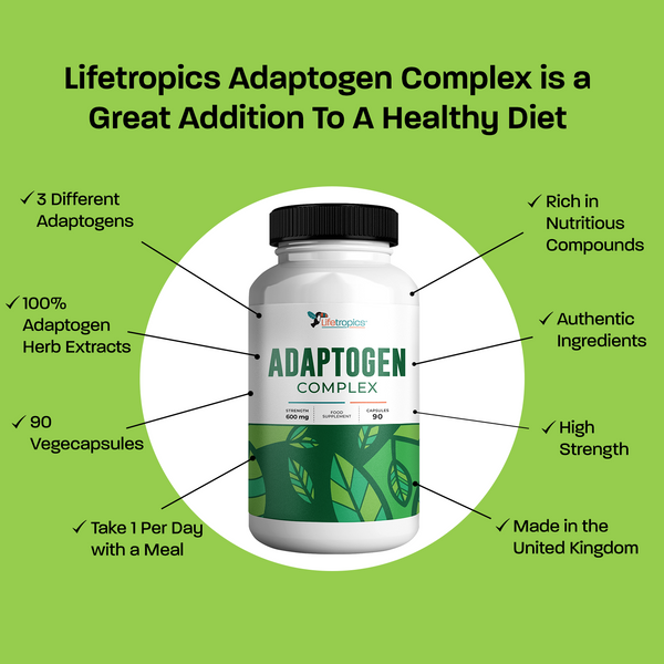 Lifetropics Adaptogen Complex - 600mg Ashwagandha, Rhodiola Rosea ...